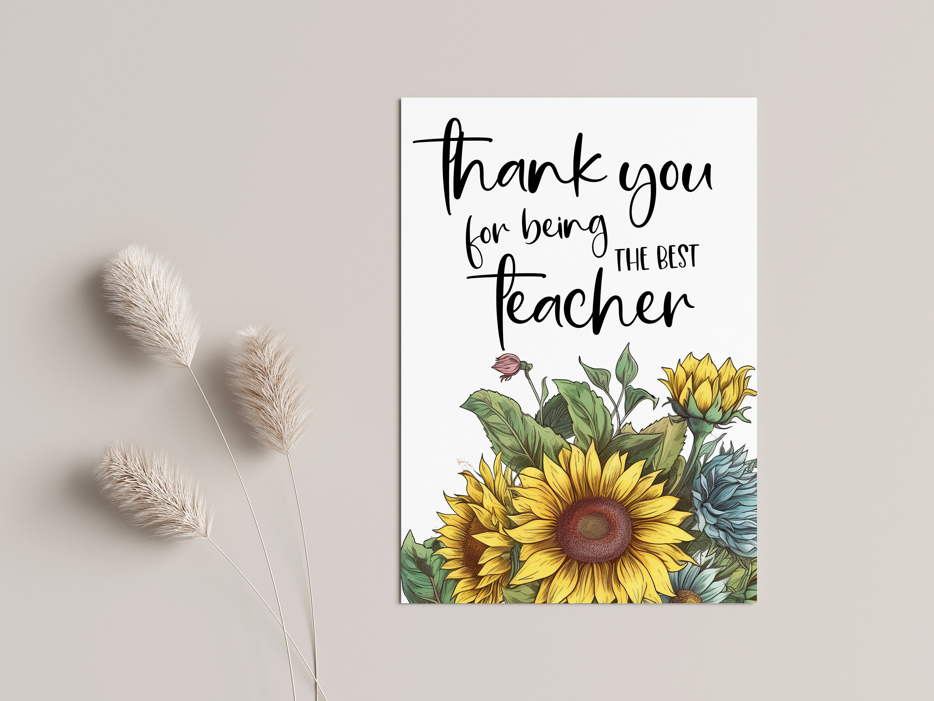 Teachers Day Card Sunflowers | Printable Card for Teacher | Teachers ...