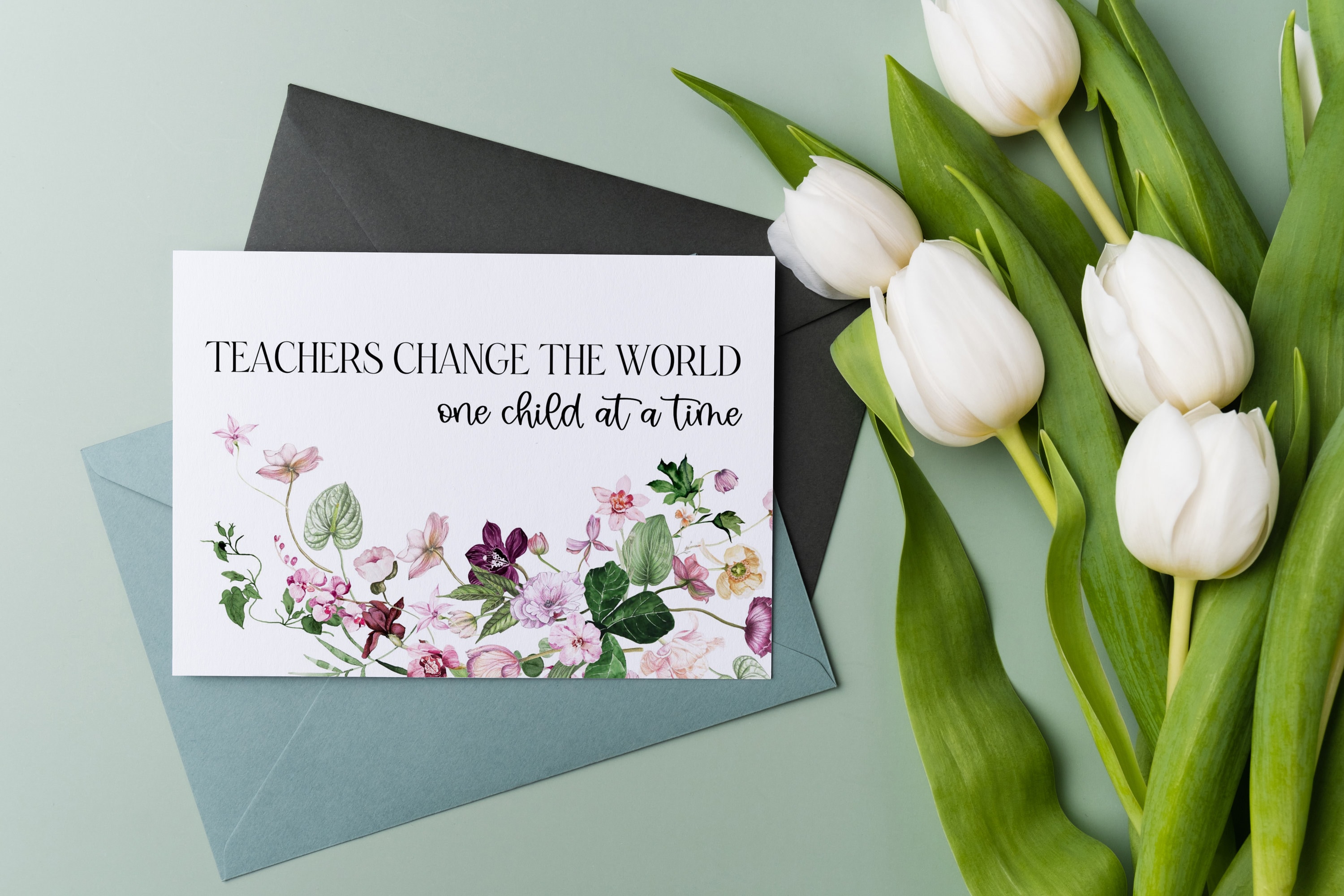 Floral Teachers Day Card Printable Card for Teacher Teachers ...
