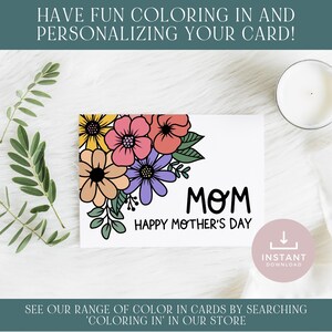 Coloring Card for Mothers Day PDF | Printable Mothers Day Coloring ...