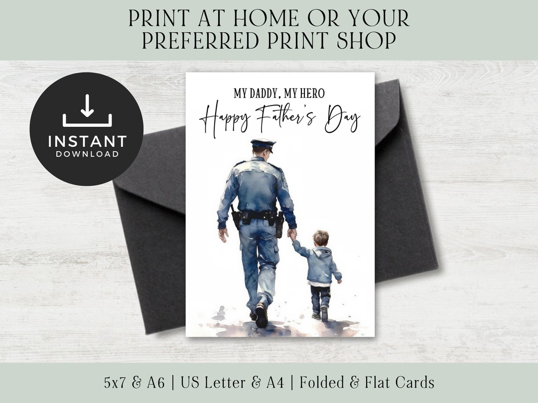 Police Father's Day Card | Printable Father's Day Card for Police ...