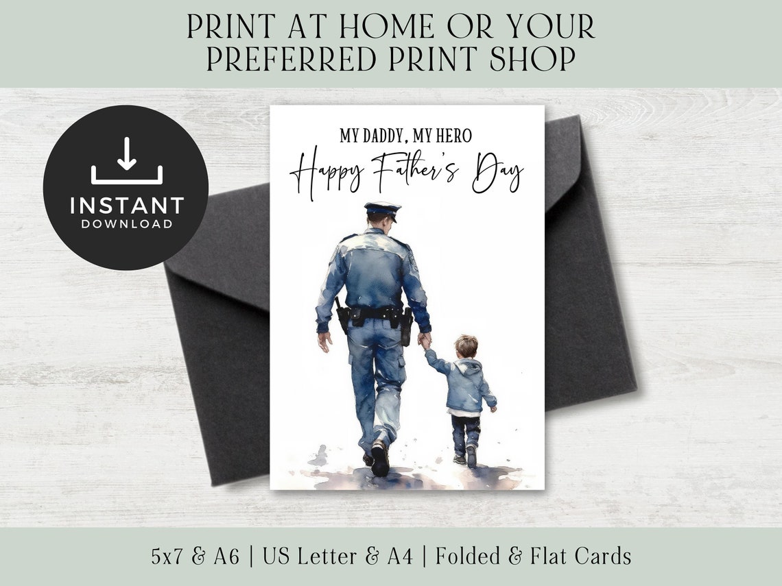Police Father's Day Card | Printable Father's Day Card for Police ...