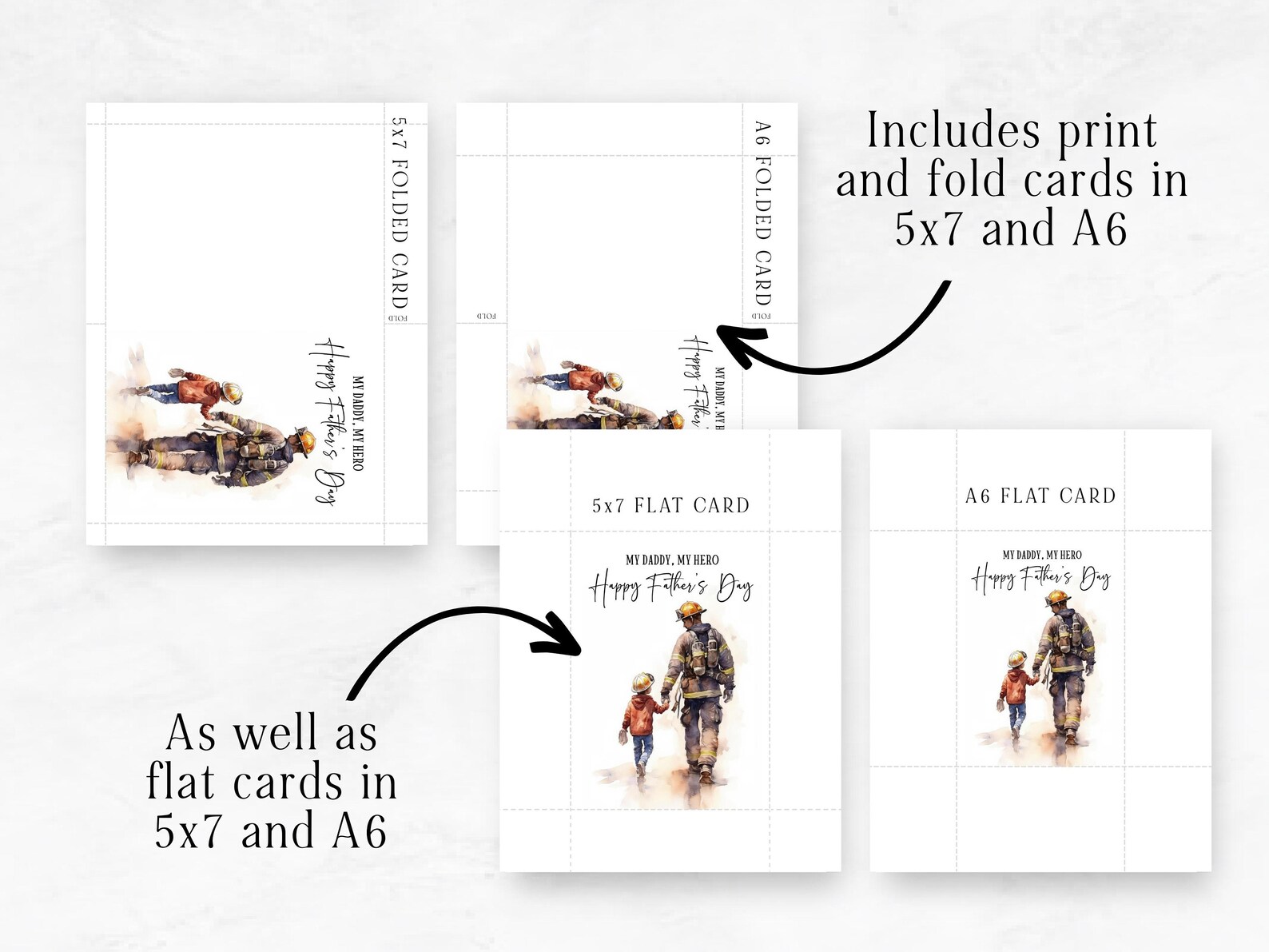 Firefighter Fathers Day Card | Hero Father's Day Card | Firefighter ...