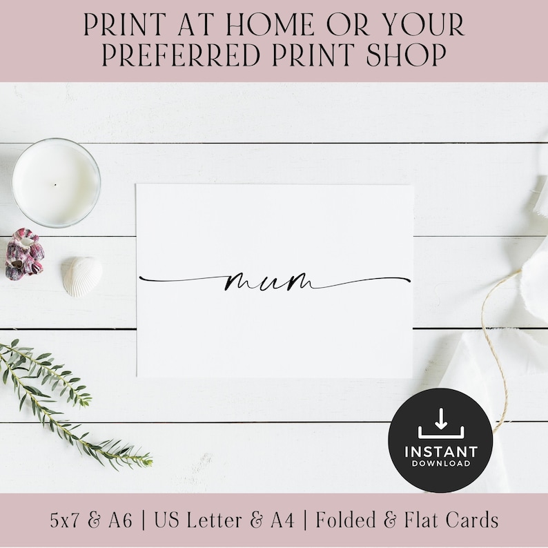 Printable Mum Card | Printable Mother's Day Card | Printable Card for ...