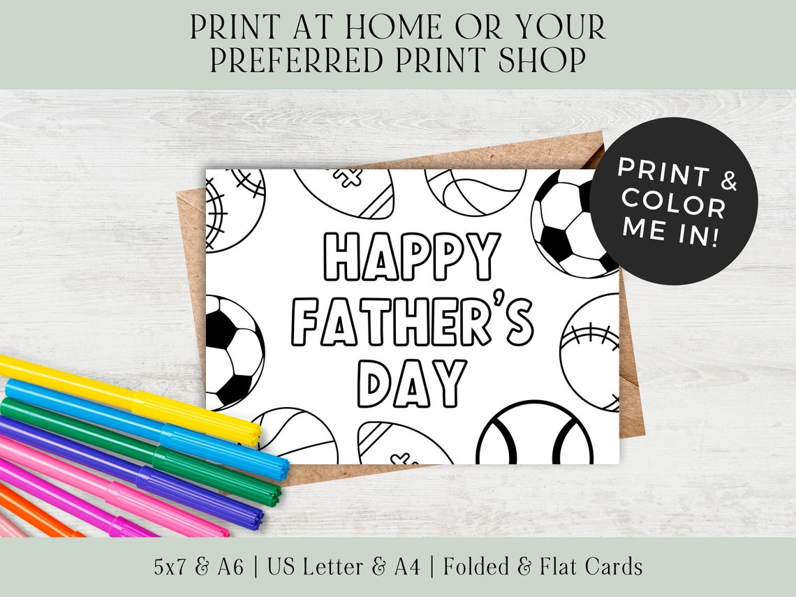 Father's Day Card Printable Coloring Soccer Football Printable Fathers ...