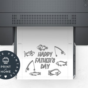 Father's Day Fishing Card to Color in | Printable Fathers Day Card to ...