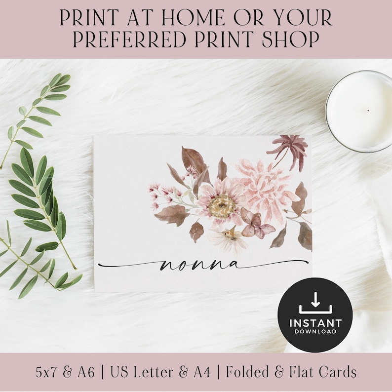 Printable Mothers Day Card for Nonna | Printable Mother's Day Card ...