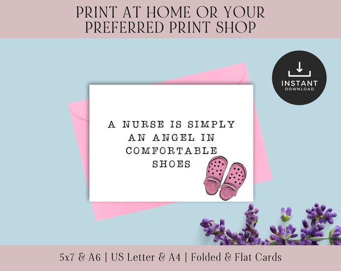 Nurse Appreciation Card - Printable Thank You Note - Digital Download ...
