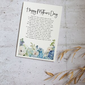 Mother's Day Poem Card | Printable Mother's Day Floral Card PDF | Card ...