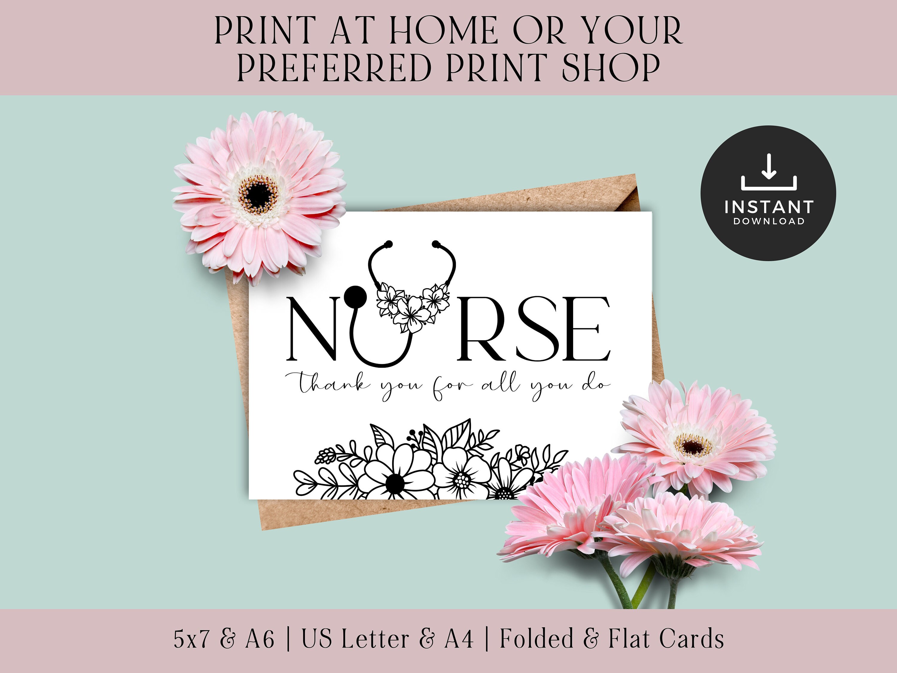 Nurse Thank You Cards Printable | Nurse Week Thank You Cards | Thank ...