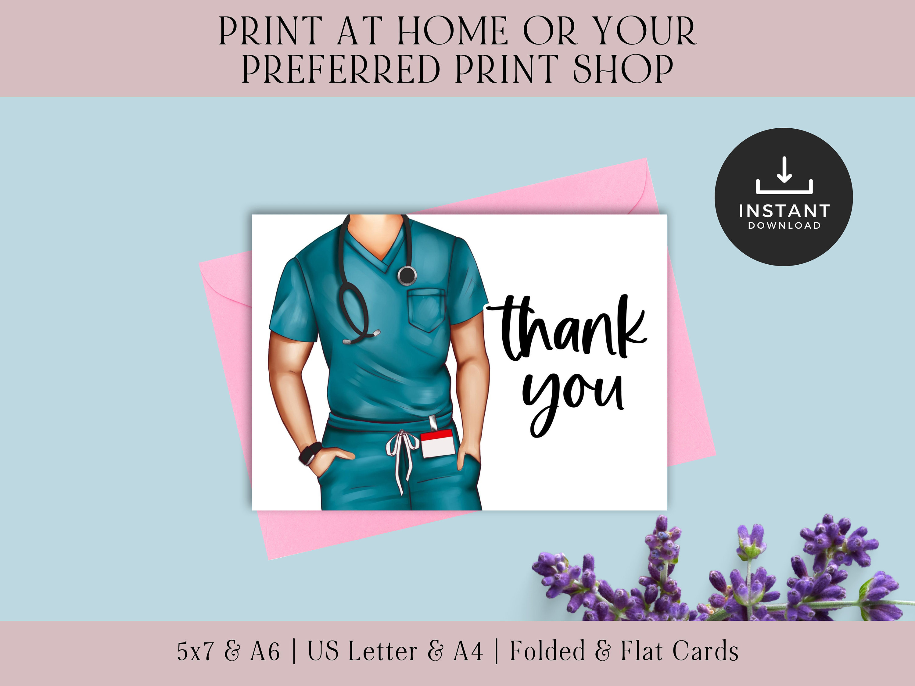 Male Nurse Thank You Cards Printable Bundle | Nurse Week Thank You ...