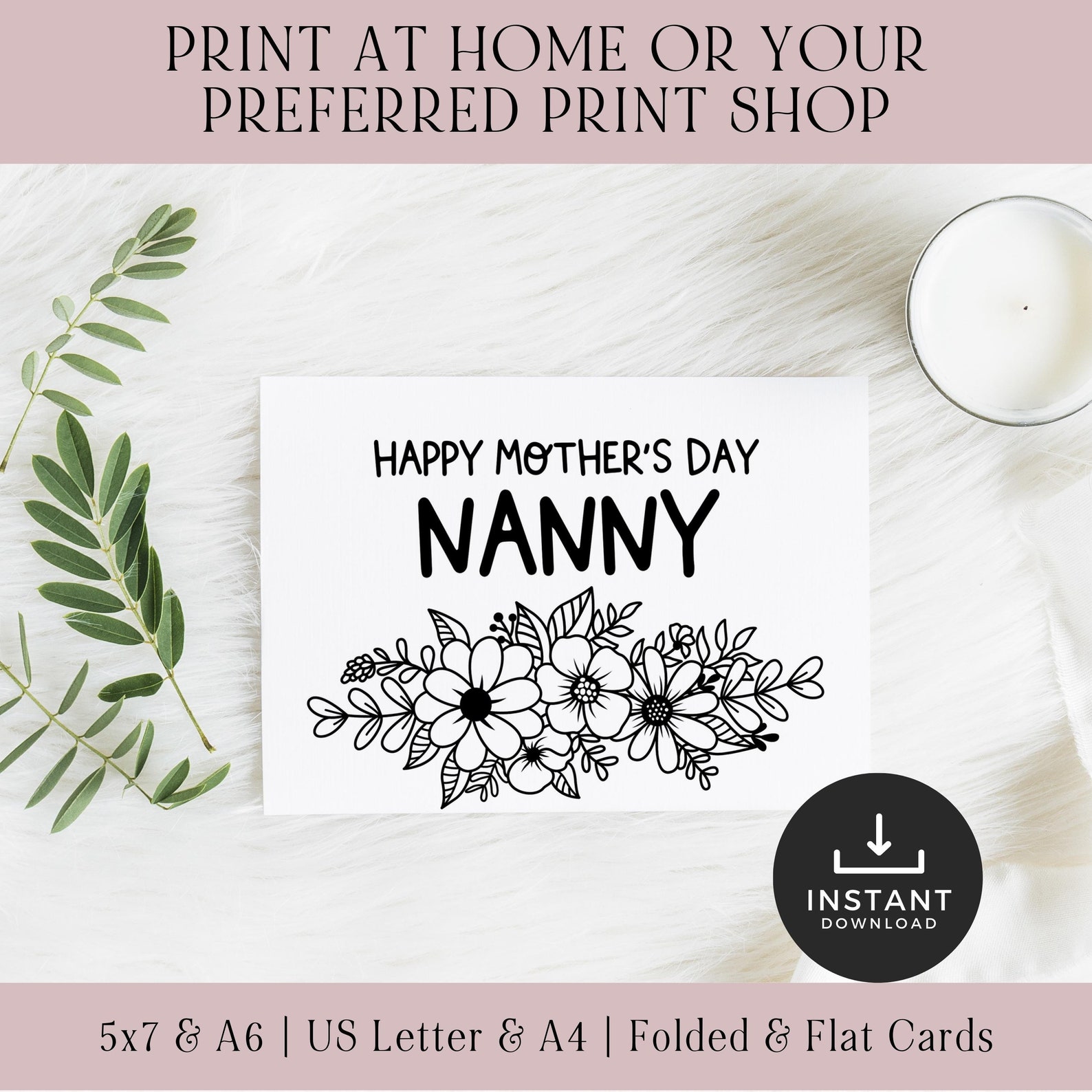 Coloring Mothers Day Card for Nanny | Printable Mother's Day Card ...
