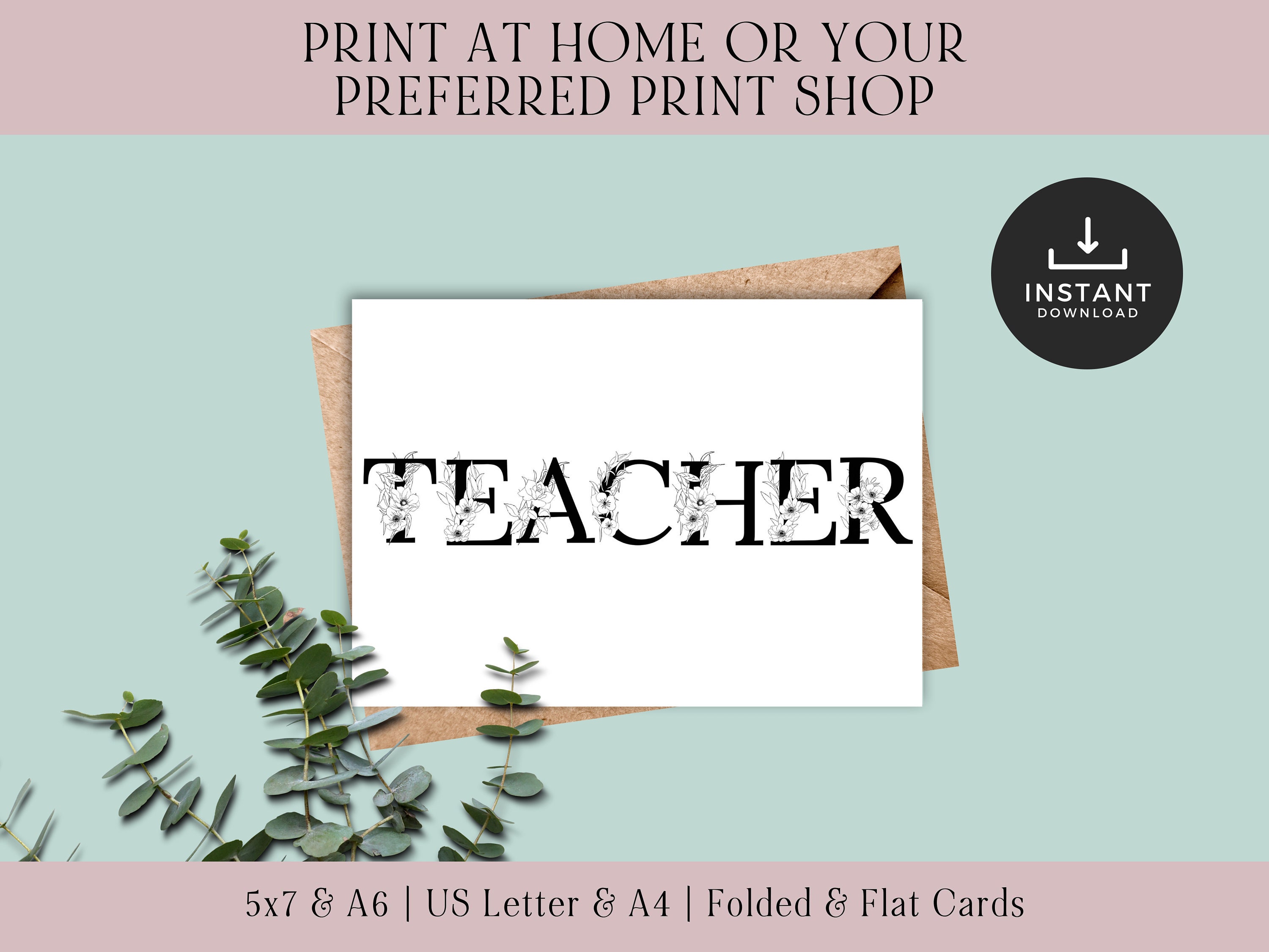 Teacher Appreciation Day Printable Cards Gift for Teacher - Etsy