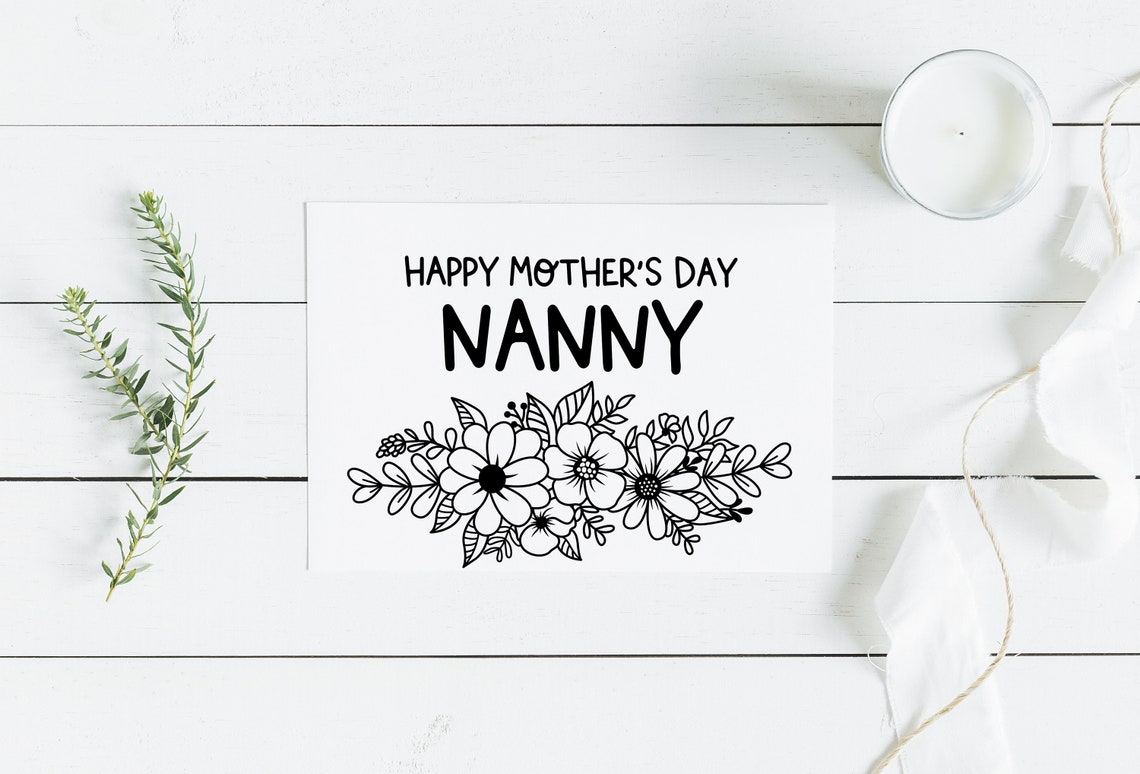 Coloring Mothers Day Card for Nanny | Printable Mother's Day Card ...