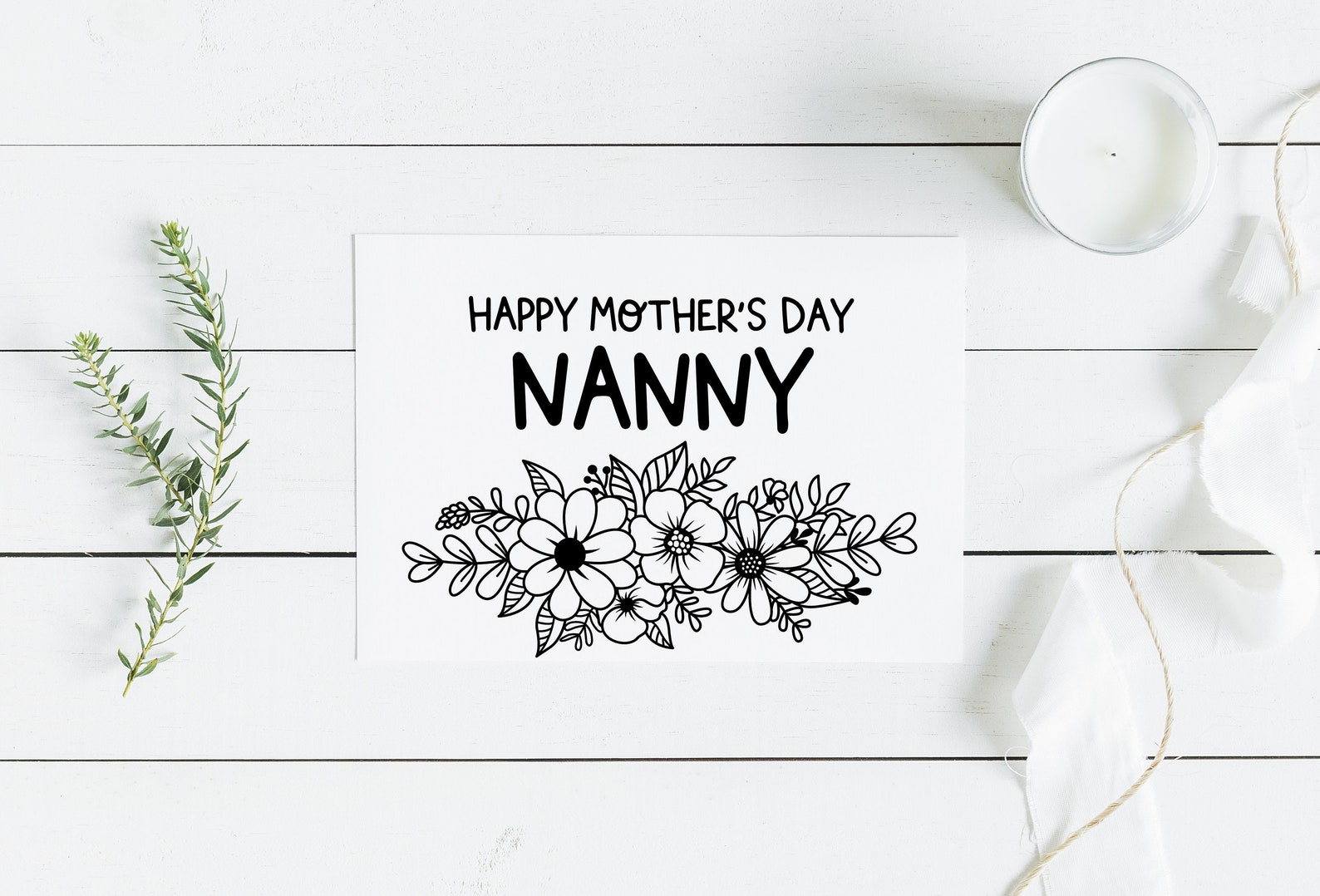 Coloring Mothers Day Card for Nanny | Printable Mother's Day Card ...