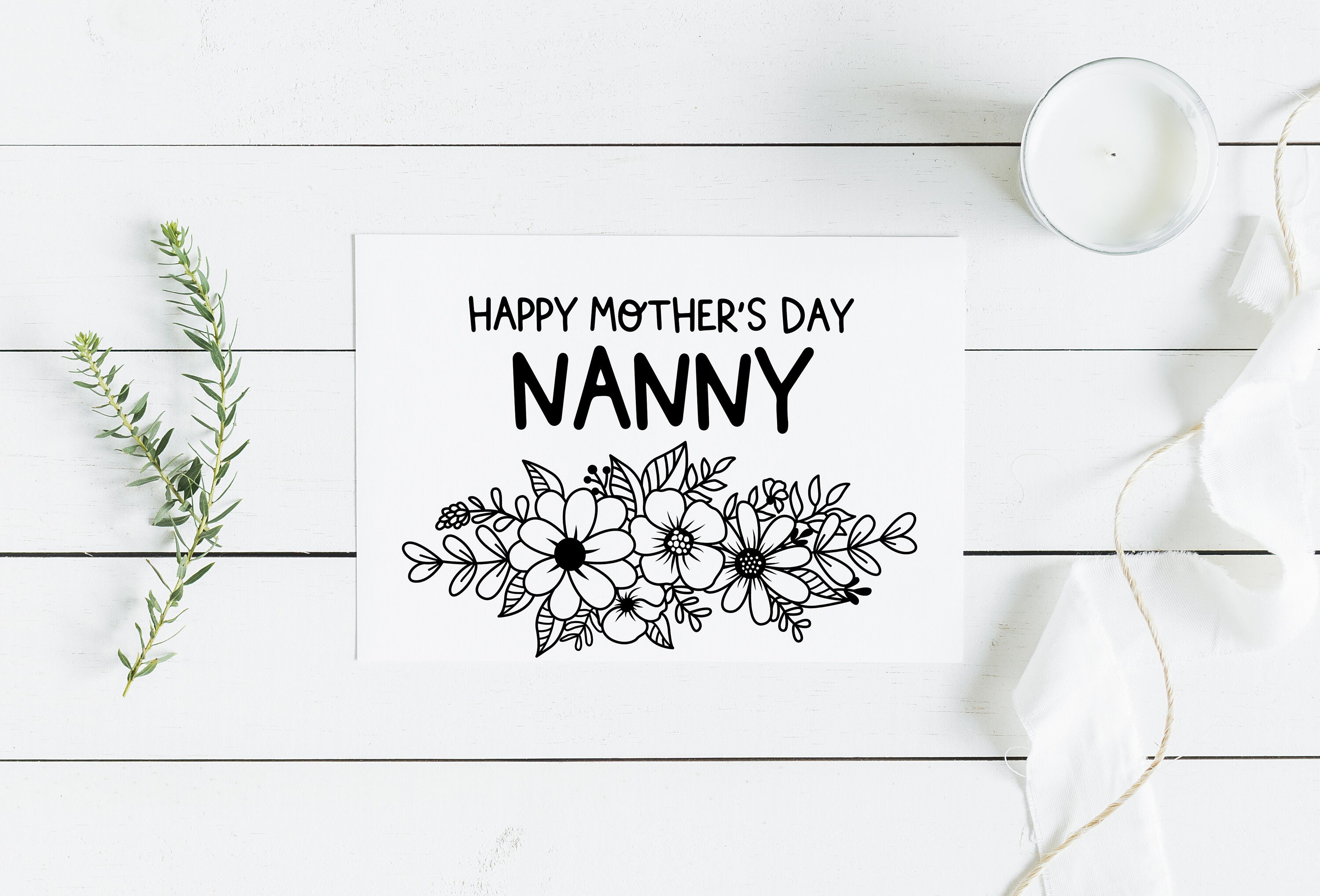 Coloring Mothers Day Card for Nanny | Printable Mother's Day Card ...