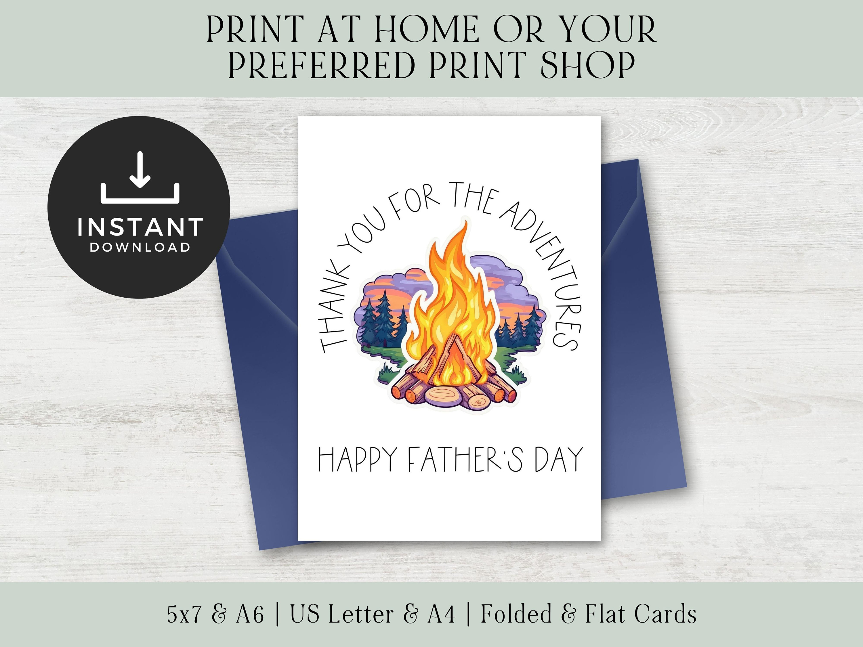 Camping Father's Day Card Printable Campfire Father's Day Card Happy ...