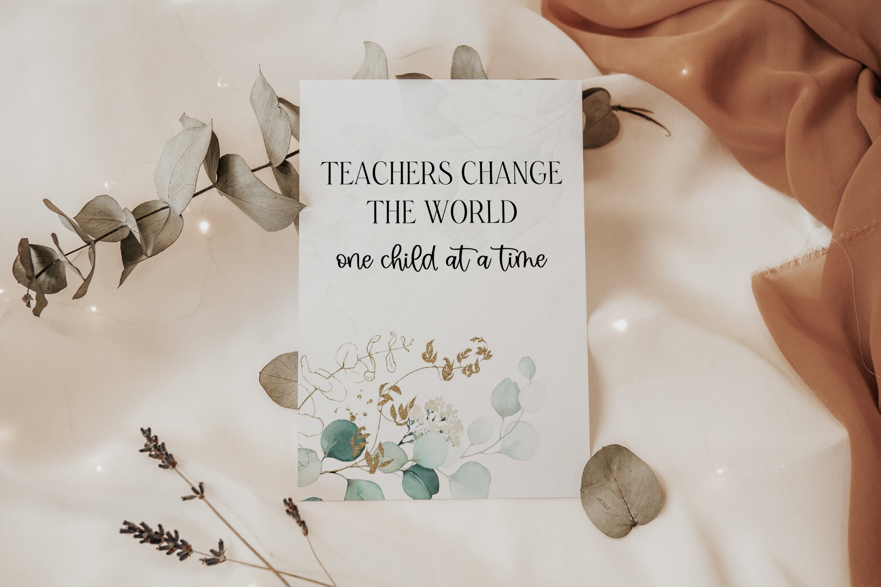 Teachers Day Thank You Card Eucalyptus World Teachers Day - Etsy