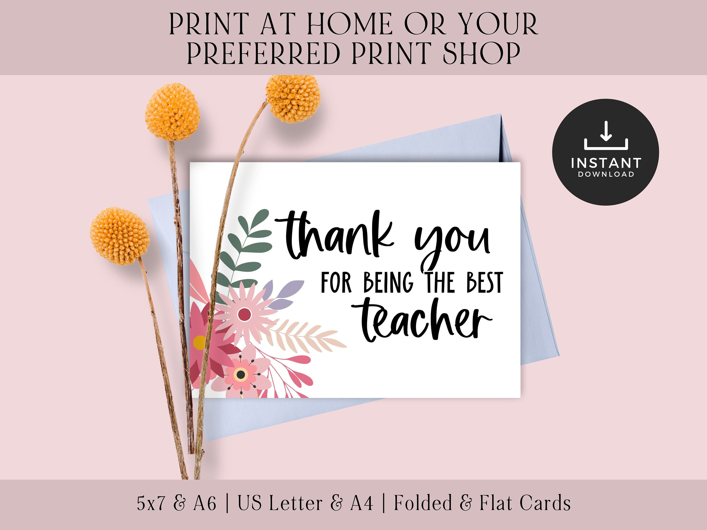 Teacher Appreciation Day Printable Gift for Teacher Printable Card ...