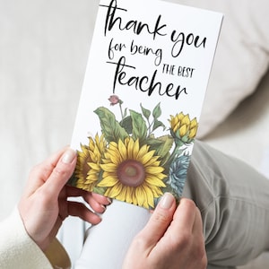 Teachers Day Card Sunflowers | Printable Card for Teacher | Teachers ...