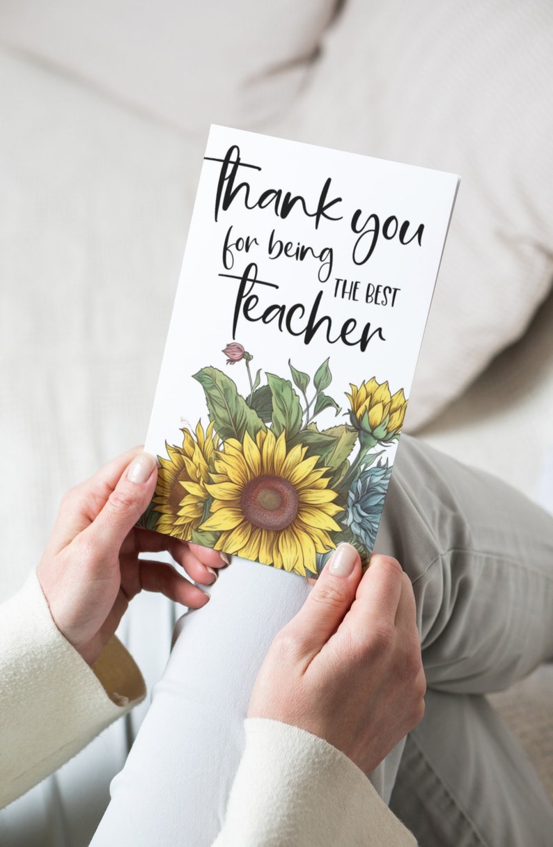 Teachers Day Card Sunflowers | Printable Card for Teacher | Teachers ...