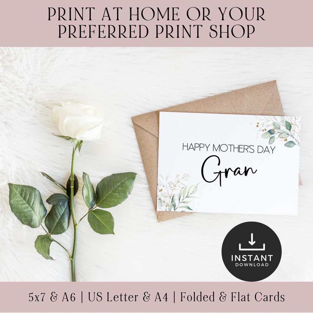 Printable Mothers Day Card for Gran | Printable Mother's Day Card PDF ...