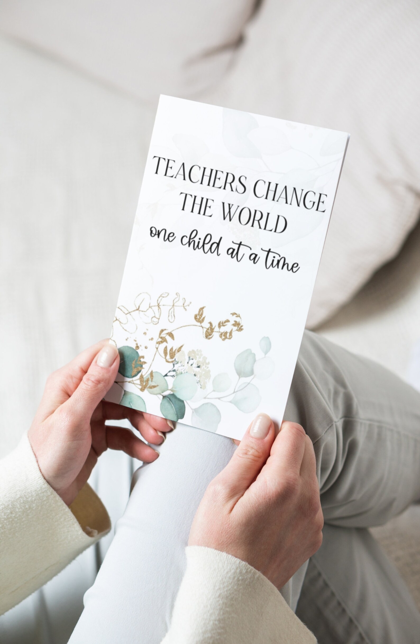 Teachers Day Thank You Card Eucalyptus World Teachers Day Printable ...