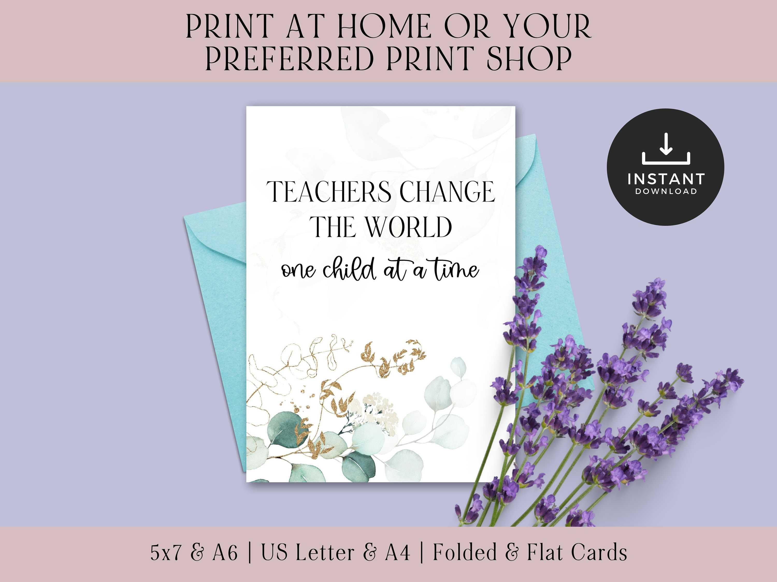 Teachers Day Thank You Card Eucalyptus World Teachers Day Printable ...