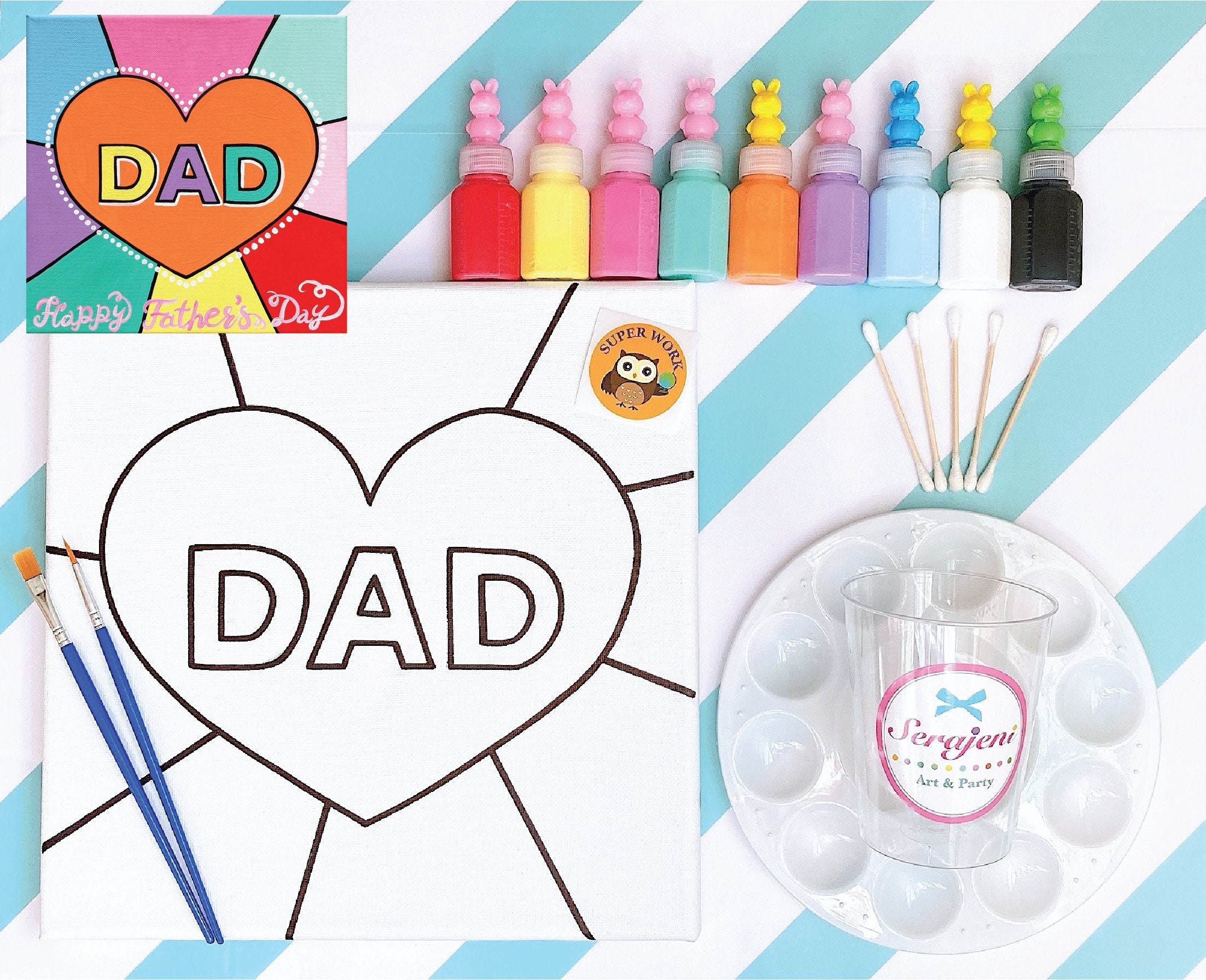 Kids Painting Kit / Happy Father's Day Acrylic Painting Kit / Kids ...