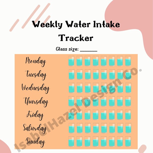 Water Intake Chart - Etsy