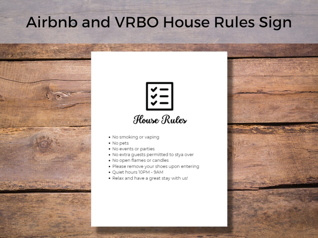 Airbnb VRBO House Rules Sign | Printable Guest Arrival PDF | Short Term ...