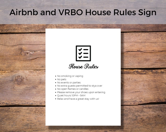 Airbnb House Rules Template, Airbnb Rules Sign, VRBO Sign, House Rules ...