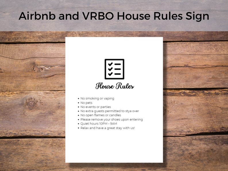 Airbnb Vrbo House Rules Sign Printable Guest Arrival Pdf Etsy Ireland