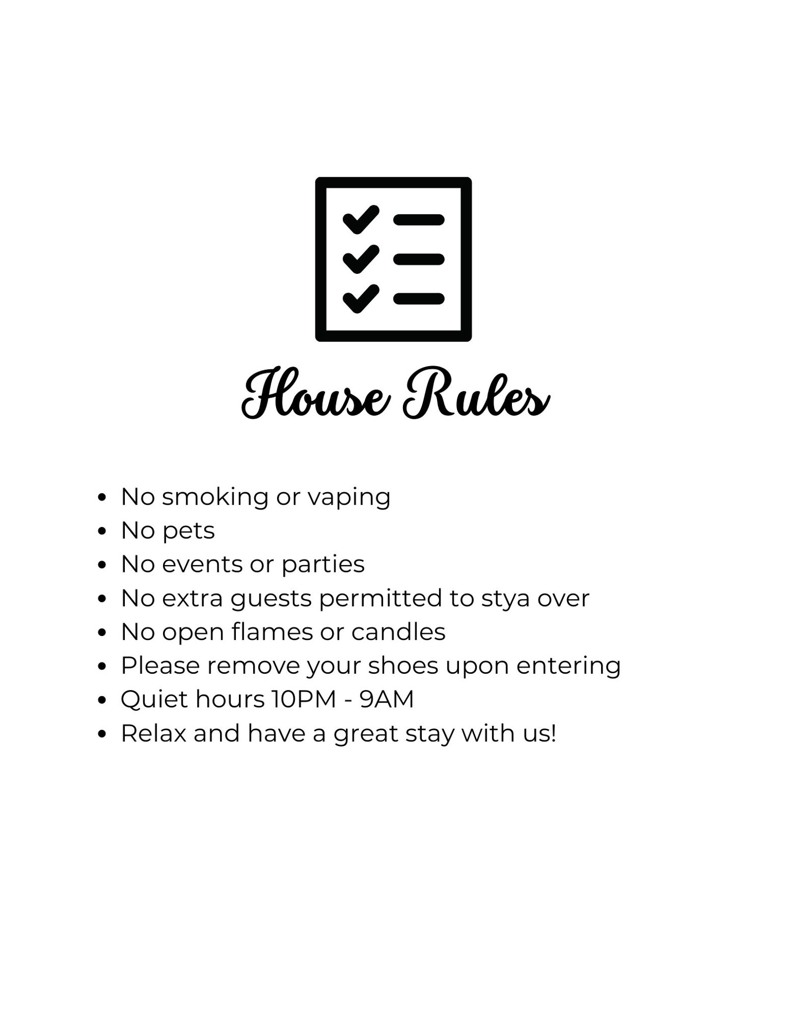 Airbnb House Rules Sign | Vacation Rental Guest Arrival (printable PDF ...
