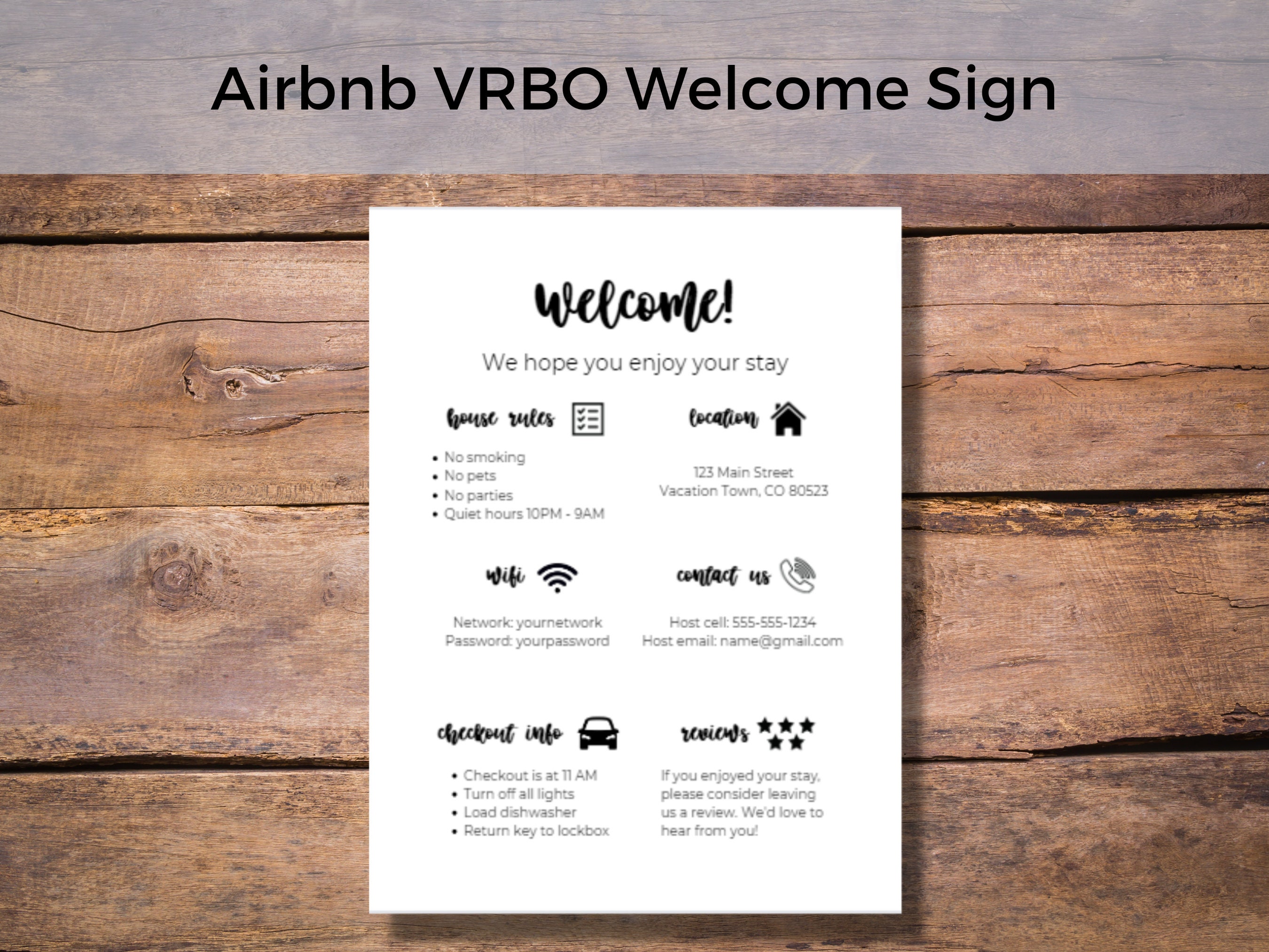 Airbnb VRBO Welcome Sign | Printable Welcome Guest Arrival PDF | Short ...