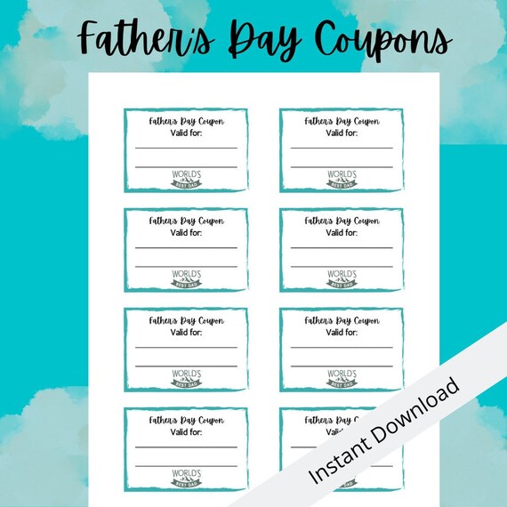 Father's Day Coupons Father's Day Gift Printable - Etsy