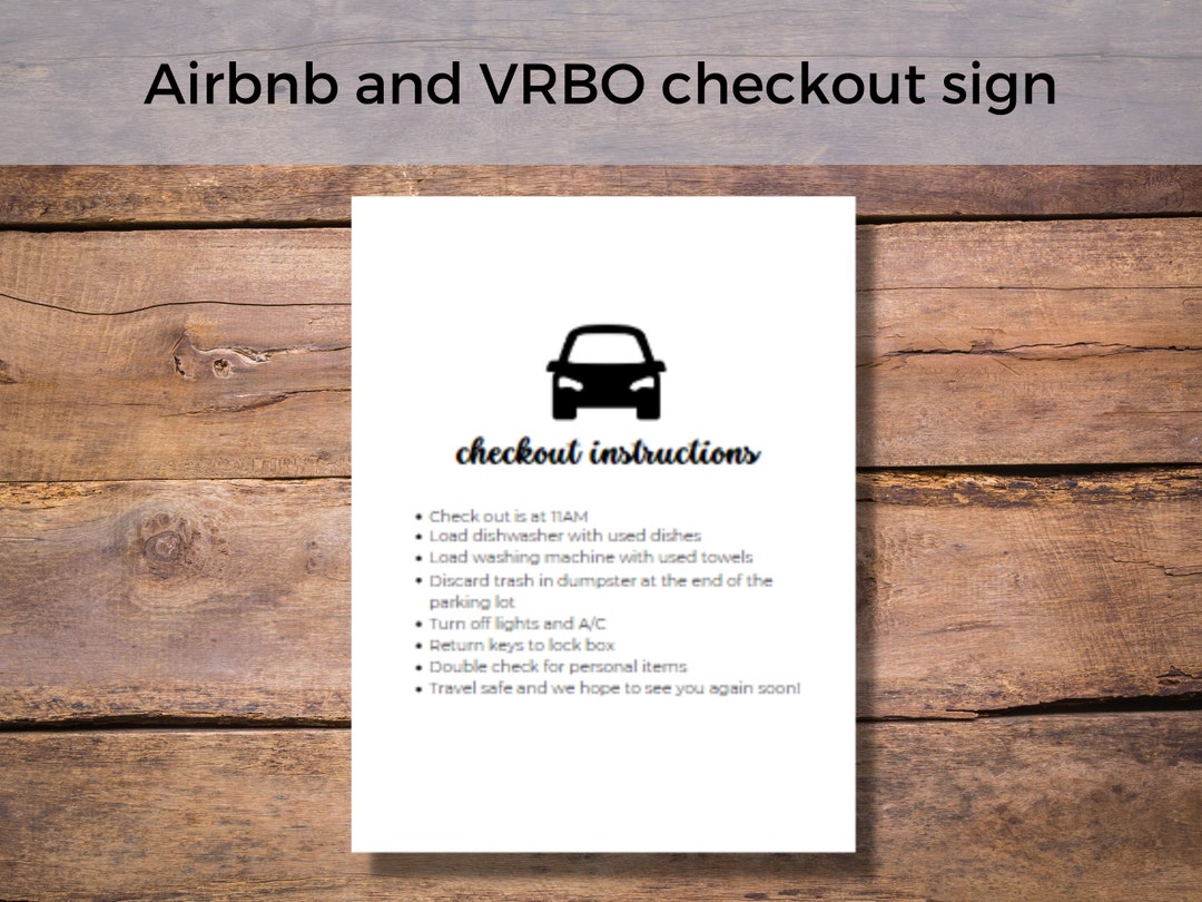 Airbnb and VRBO Checkout Sign | Printable Departure Template PDF ...