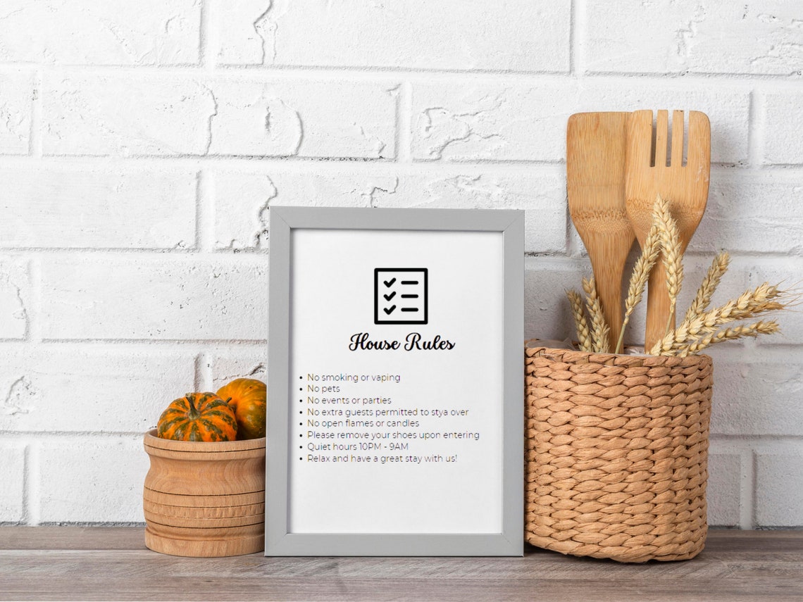 Airbnb Vrbo House Rules Sign Printable Guest Arrival Pdf Short Term