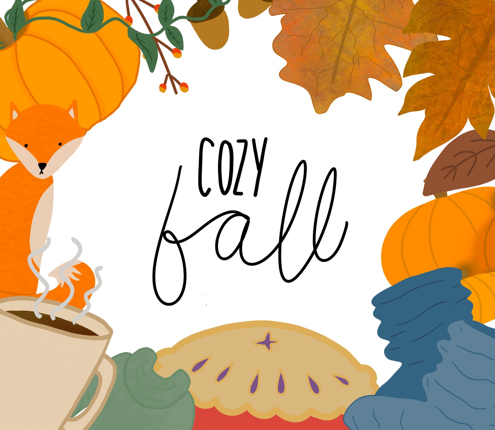 Cozy Fall Clip Art Printable Stickers Commercial Use | Etsy
