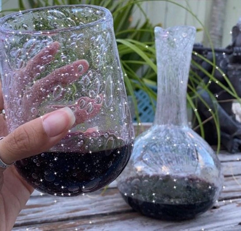 Hand Blown Stemless Wine Glasses Etsy
