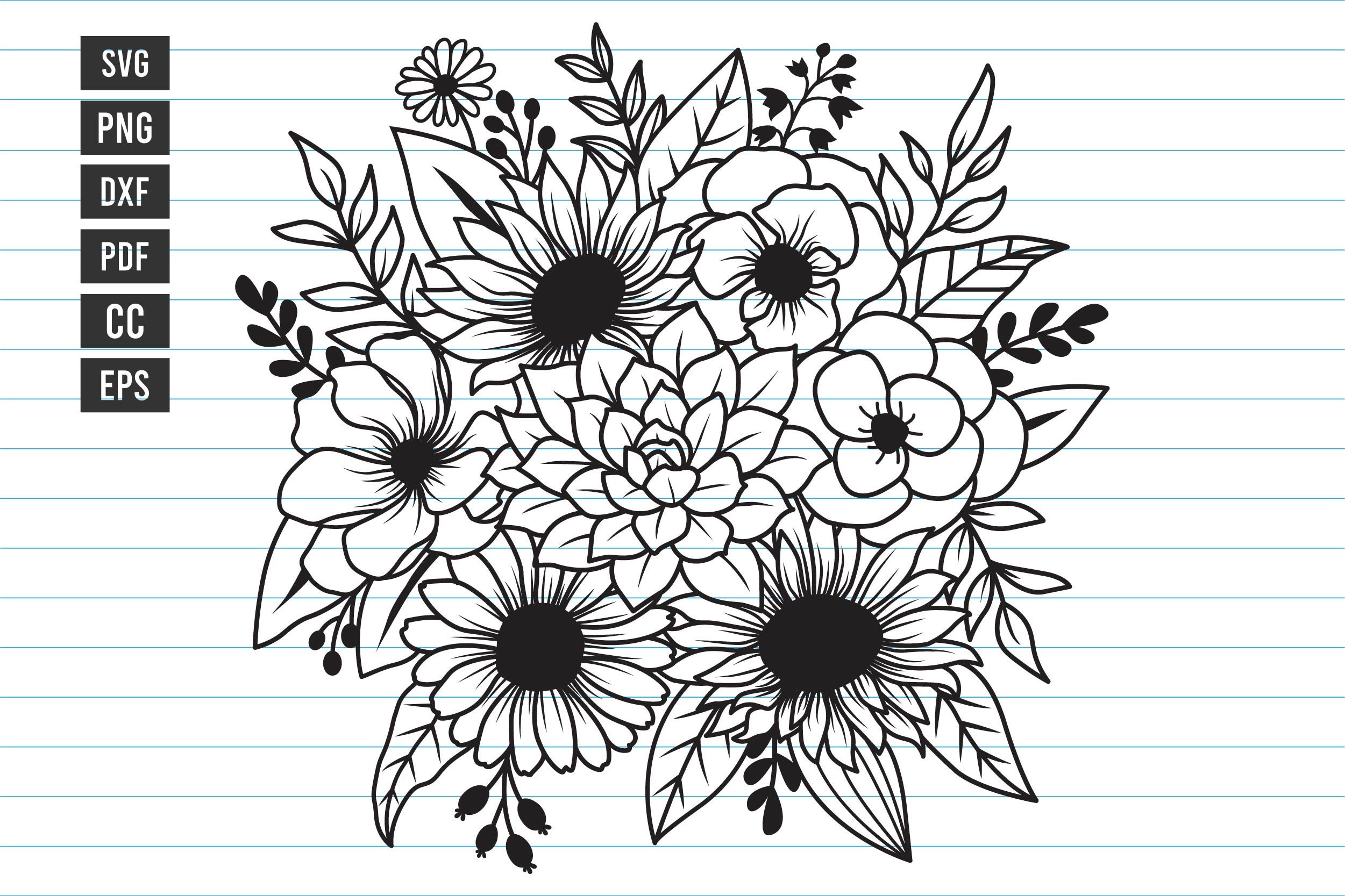 Flower Svg Flower Bouquet Svg Flower Svg Cut Filesfloral | Etsy Canada