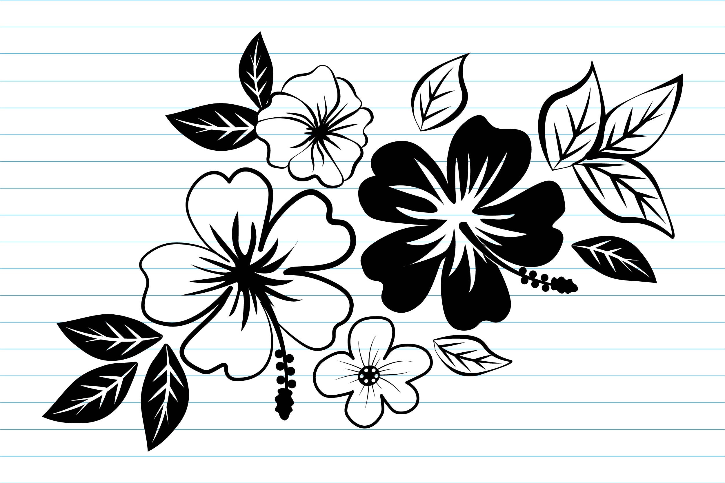 Flowers Svg, Flower Svg Files, Flower Bouquet Svg, Floral Svg, Hibiscus ...