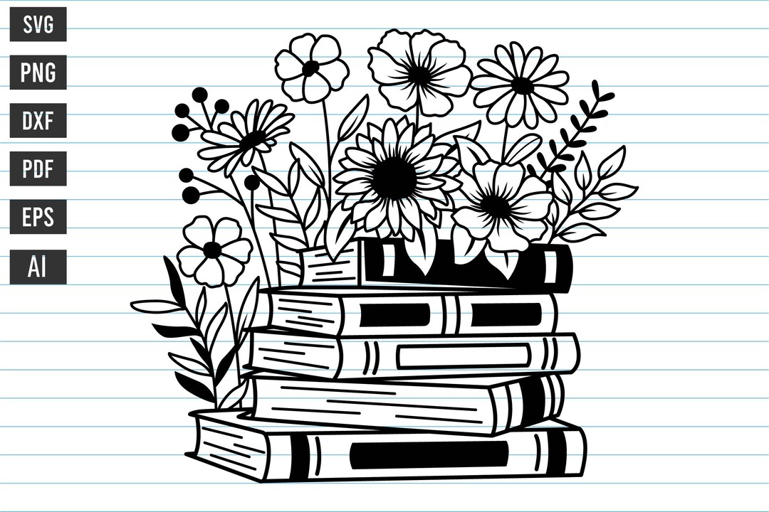 Flower Book Svg, Book With Flower, Book Lover Svg, Wildflower Book Svg ...