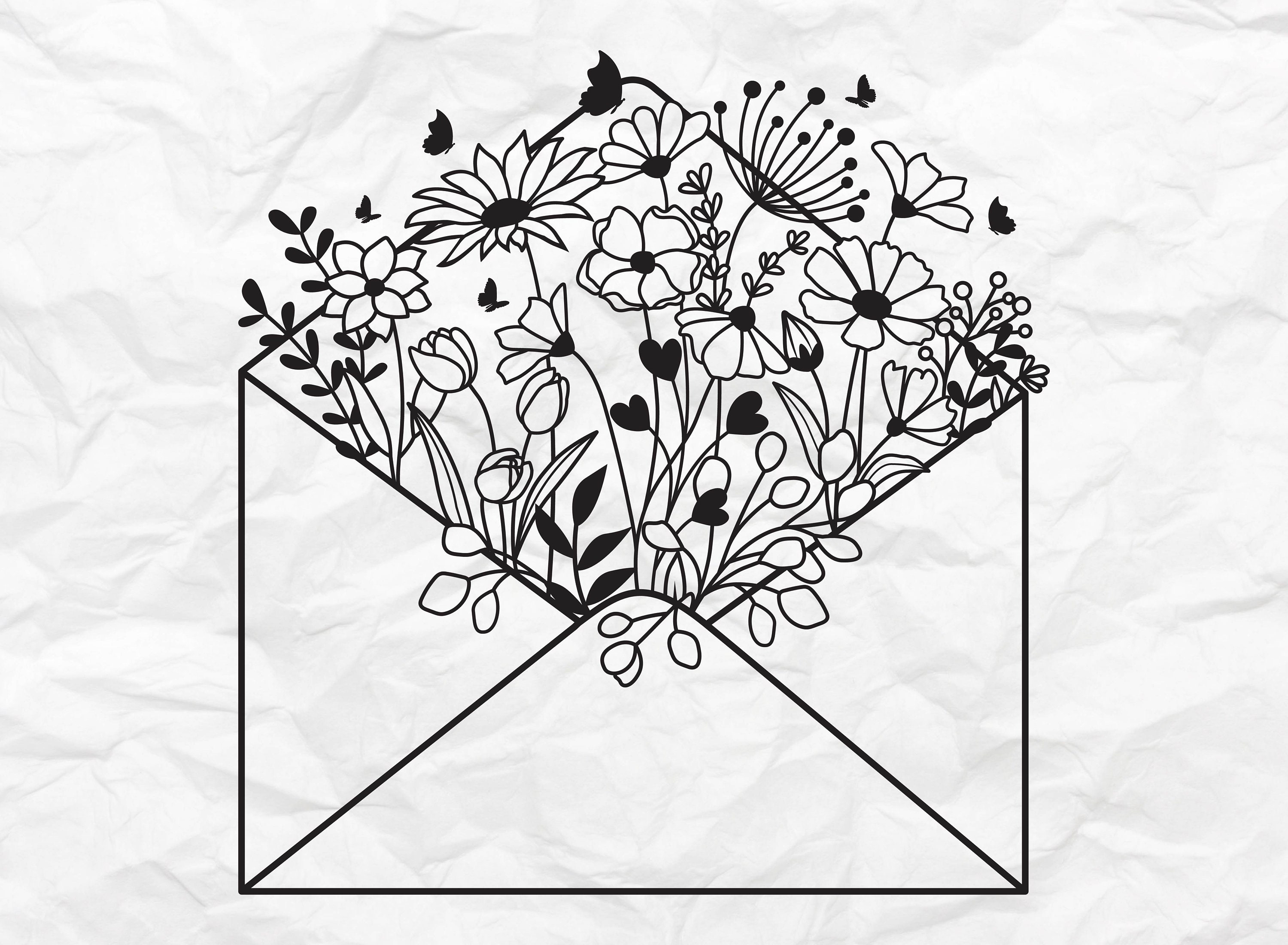 Wildflower Envelope Svg Flower Svg Wildflower Svg Flower | Etsy