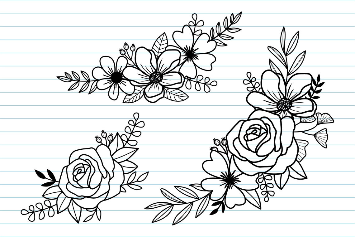 Blumen Svg BlumenStrauß SVG Blumen Svg Datei Blumen svg | Etsy