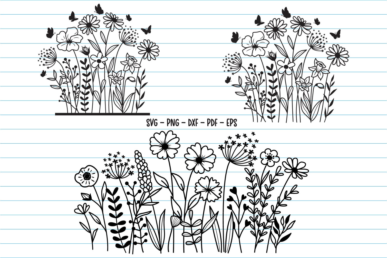 Wildflower Svg Files Flower Meadow Svg Flower Svg Flower - Etsy