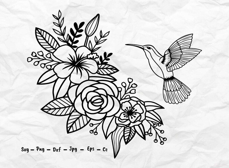 Flower Svg Bird Hummingbird Flower Svg Hummingbird and | Etsy