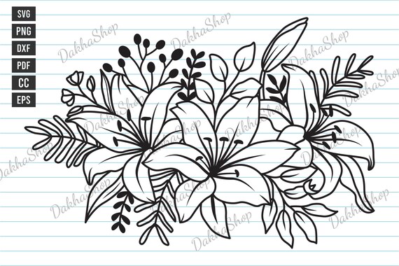 Lily Svg Flower Svg Files Lily Flower Svg Flower Bouquet | Etsy