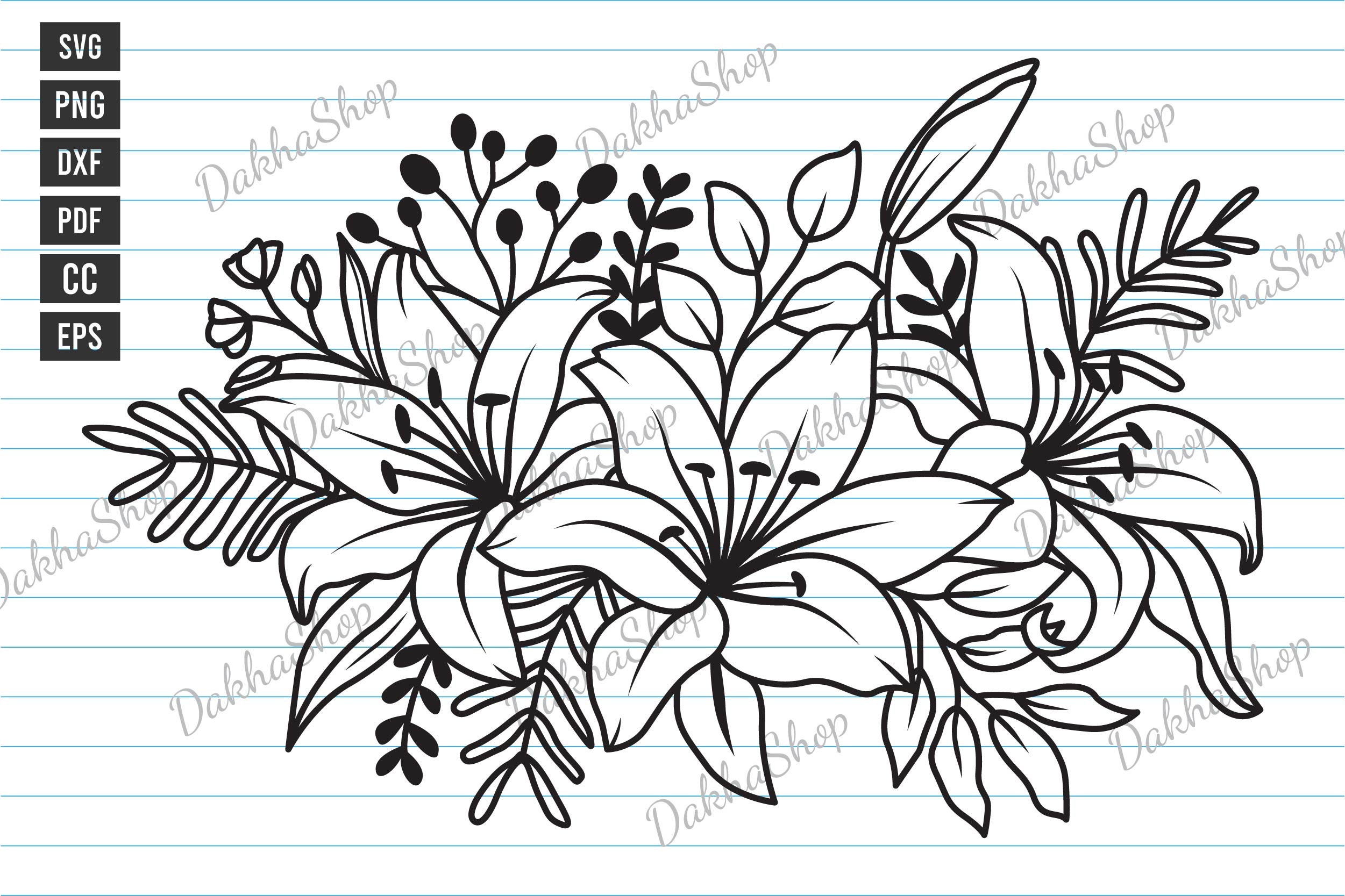 Lily Svg Flower Svg Files Lily Flower Svg Flower Bouquet | Etsy