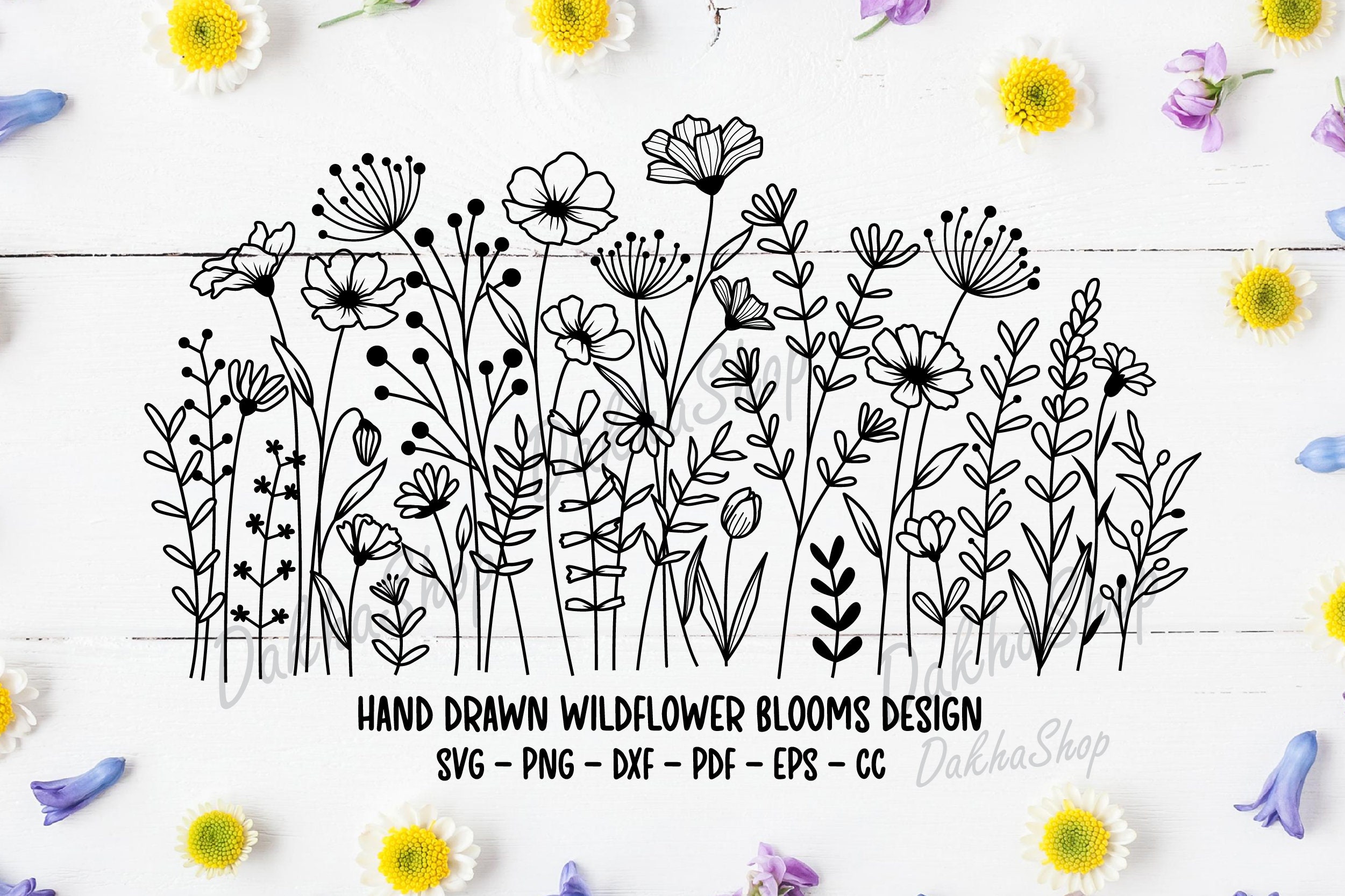 Wildflower Svg Files Flower Meadow Svg Flower Svg Flower - Etsy Singapore