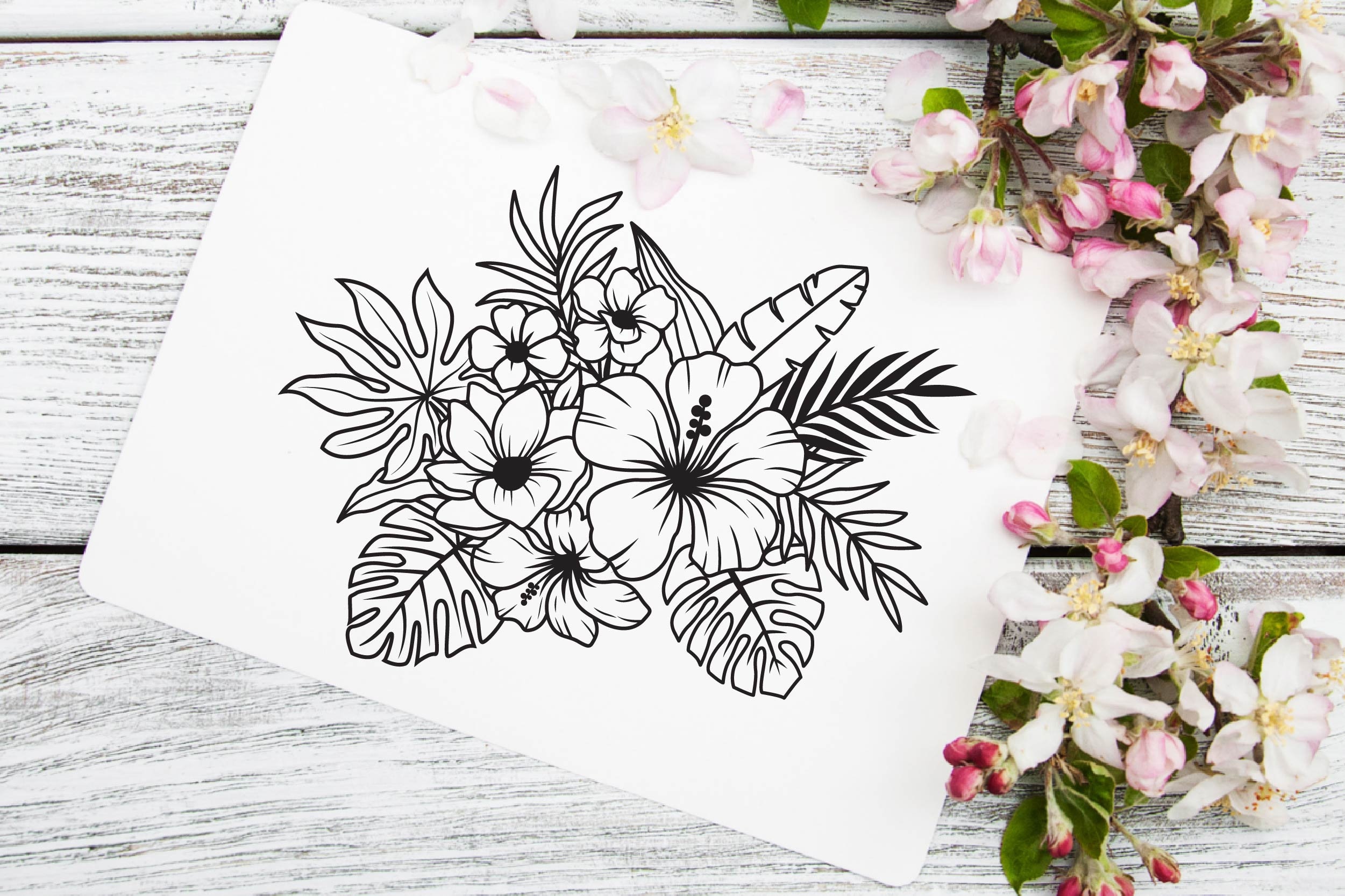 Tropical Flower Svg Hibiscus Svg Bundle Flower Svg Tropical | Etsy